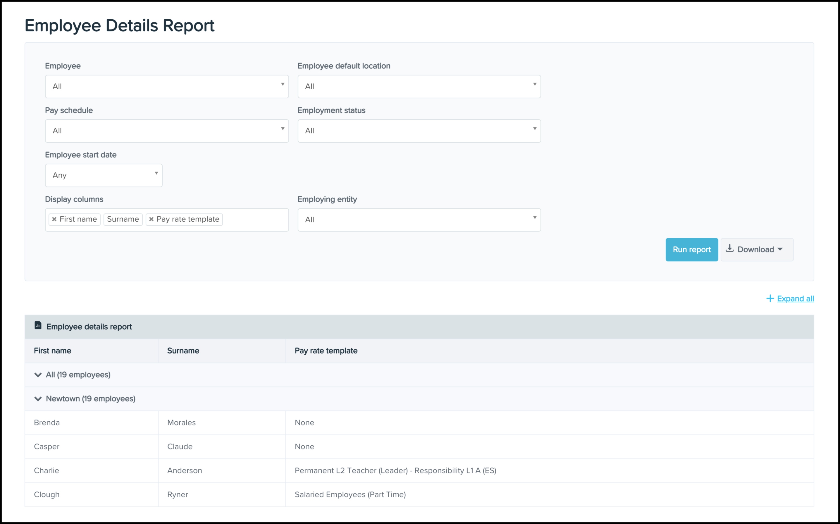 Payroll platform: Building an assigned pay rate template report ...