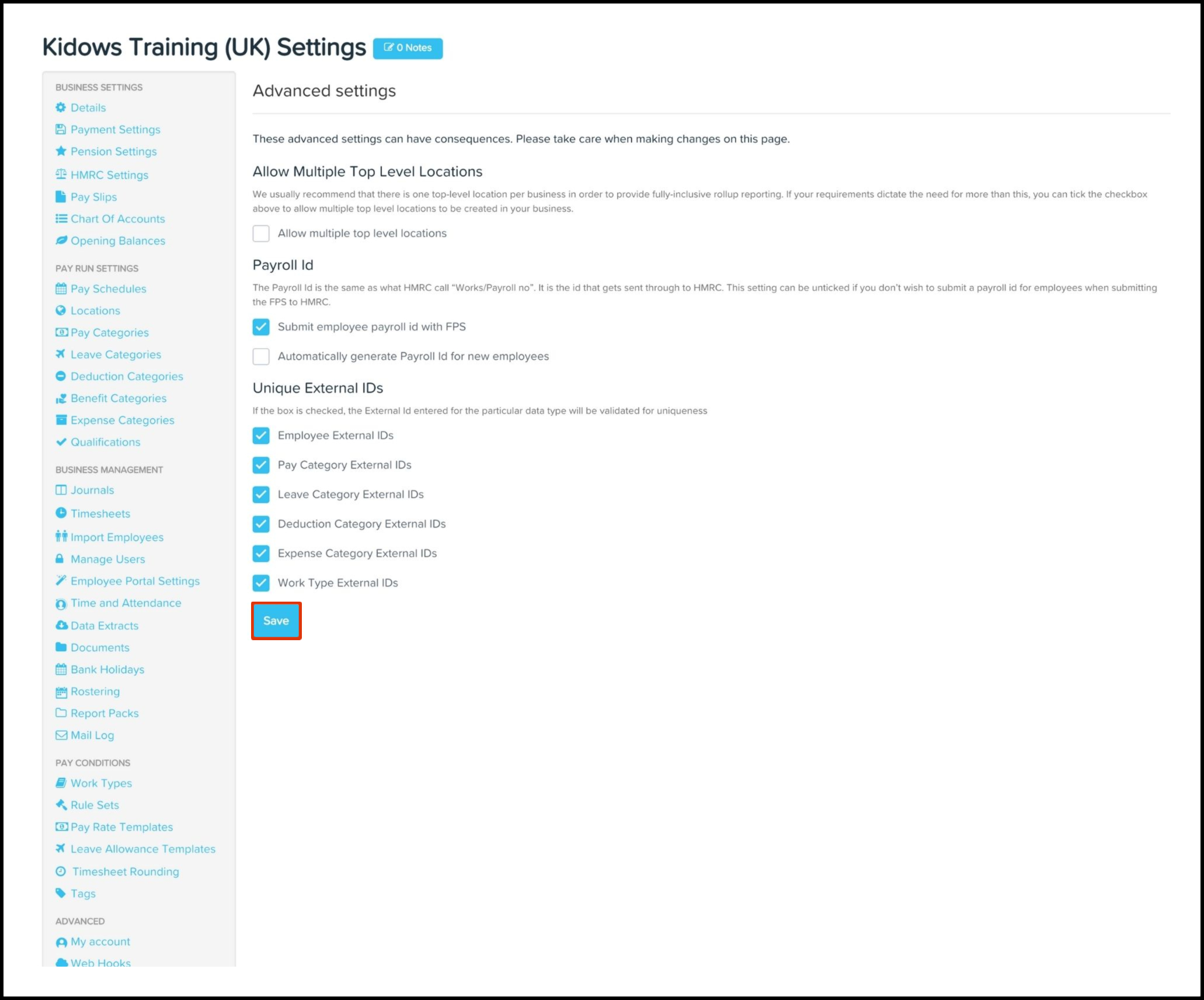 Enable advanced platform settings | Payroll Web Platform – EH Zendesk ...