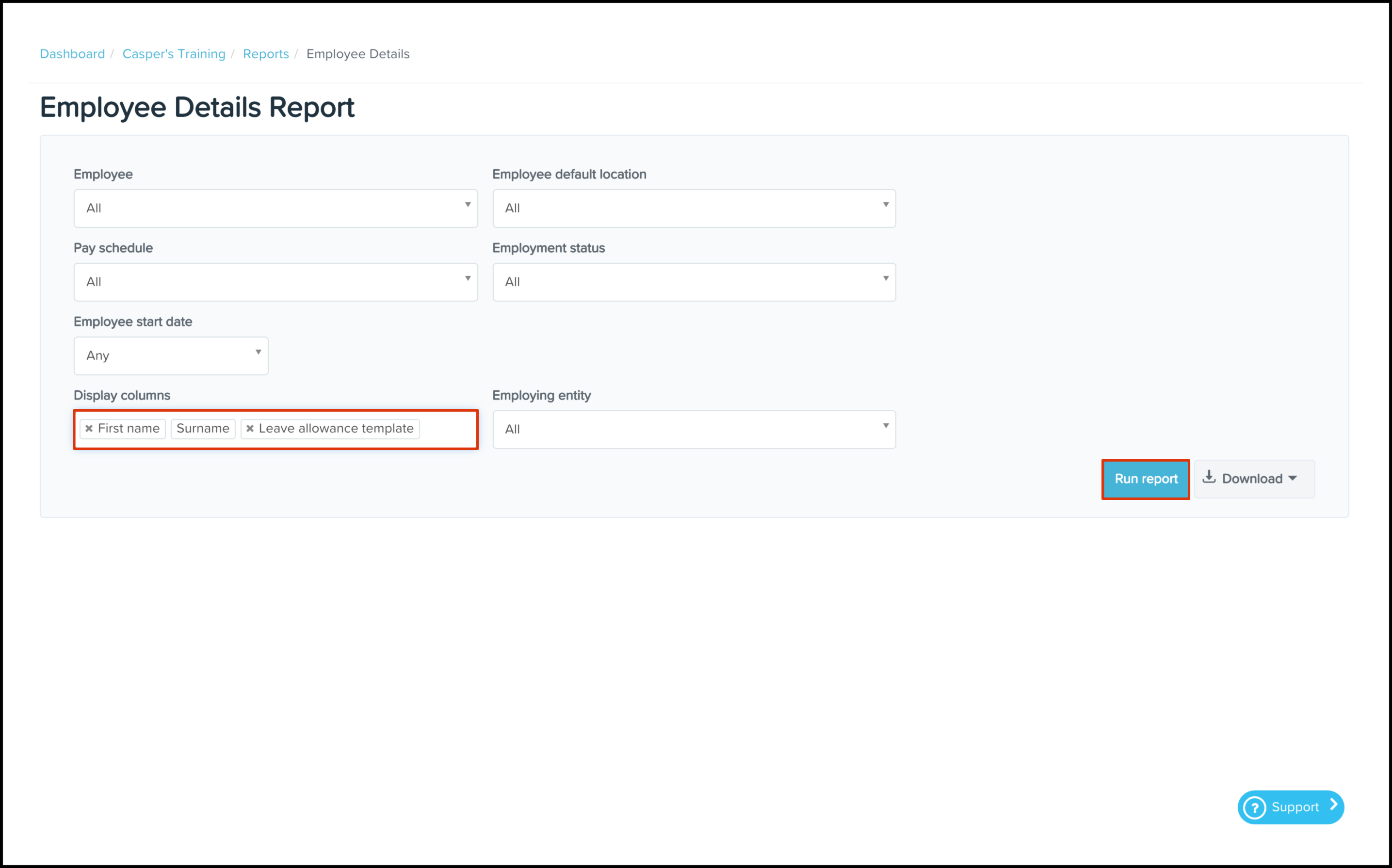 Payroll platform: Building an assigned leave allowance template report ...