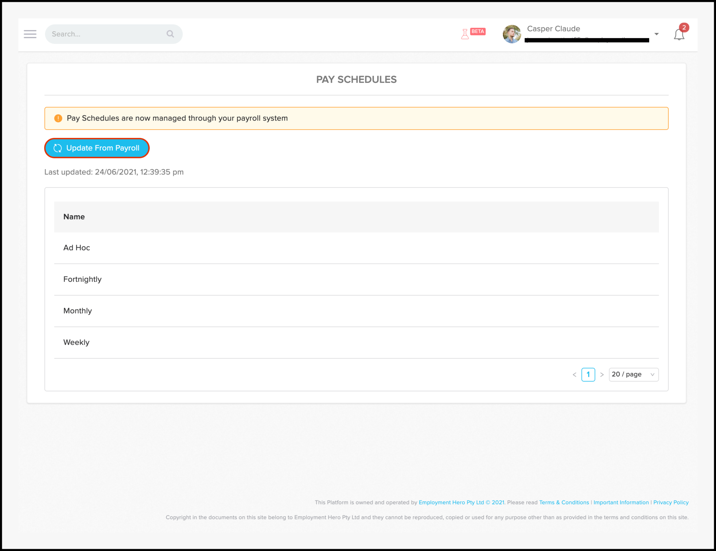 Updating My Organisations Pay Schedules HR Web Platform Employment 