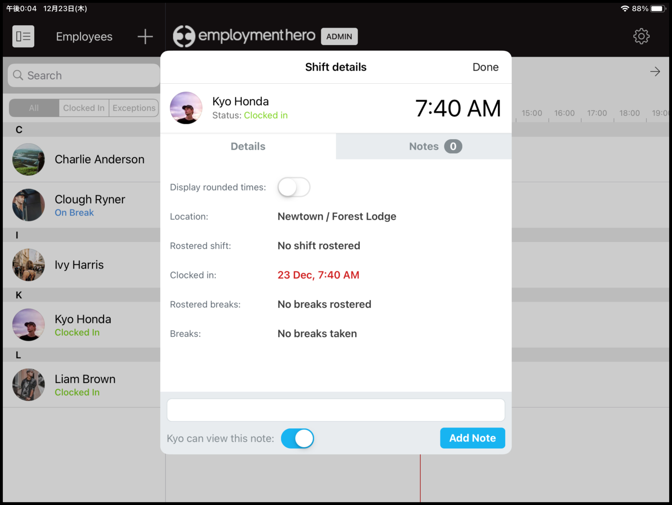 As an admin, how can I see an employee's shift details | Clock Me In ...