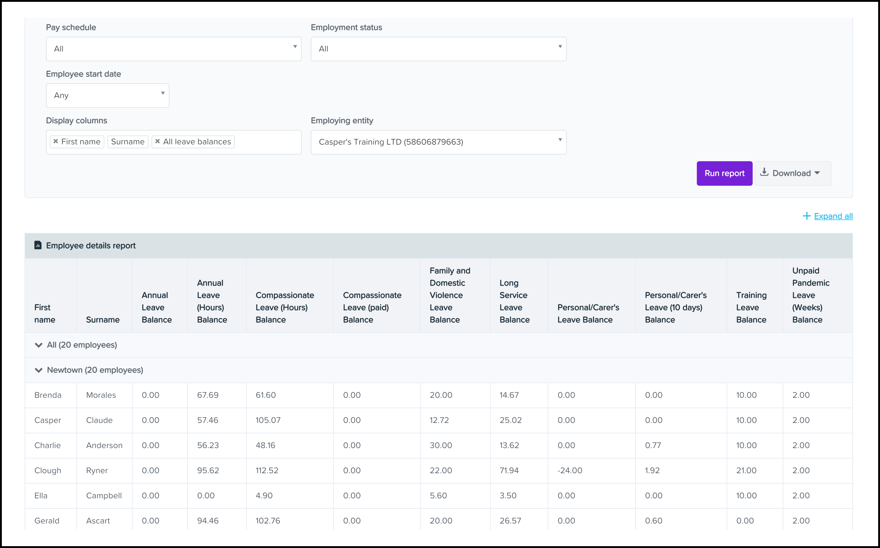 Payroll Platform: Employee details report – Employment Hero Help Centre ...