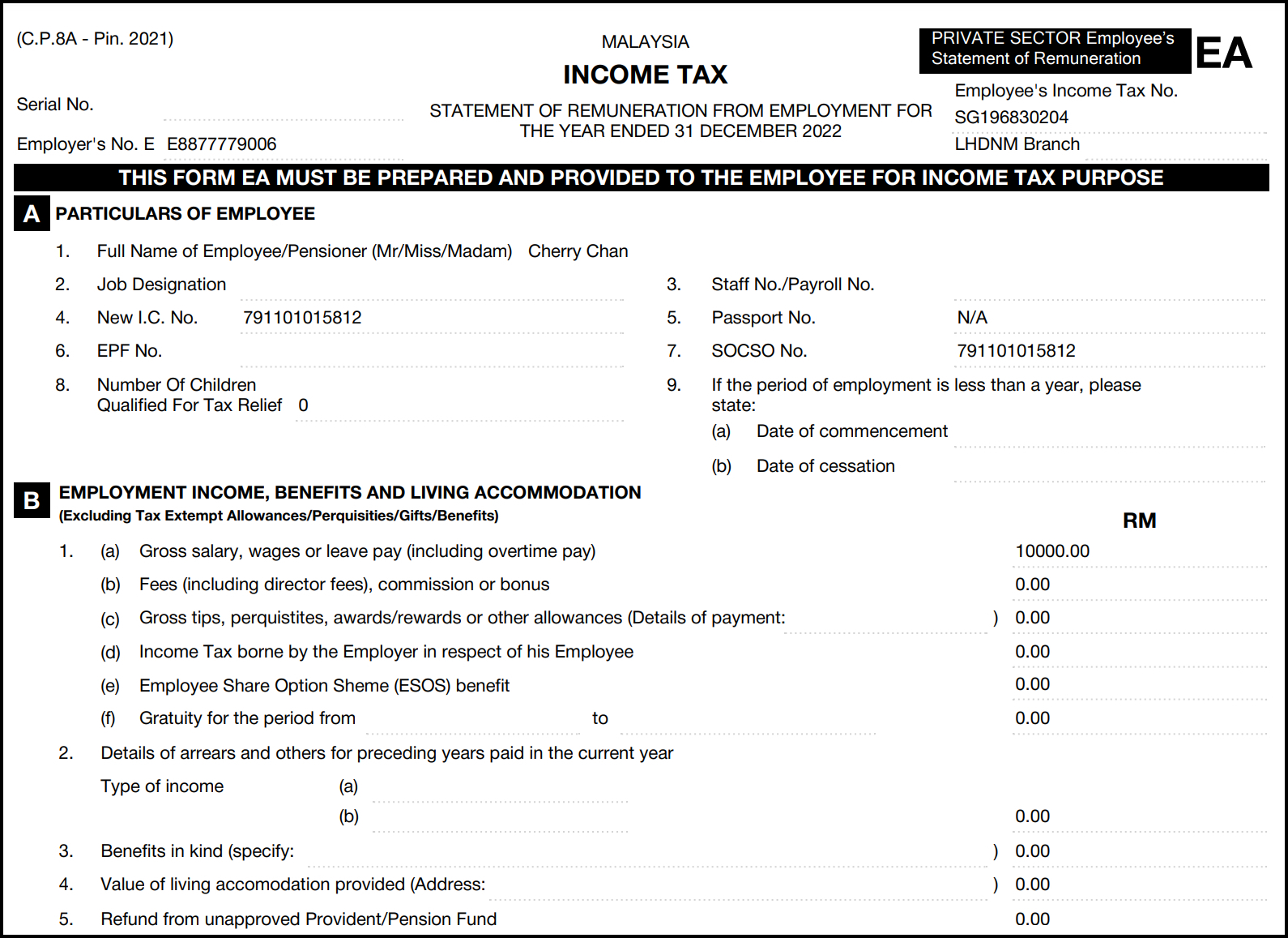 EA Form (CP8A) - Payroll Web Platform – Employment Hero Help Centre (MY)